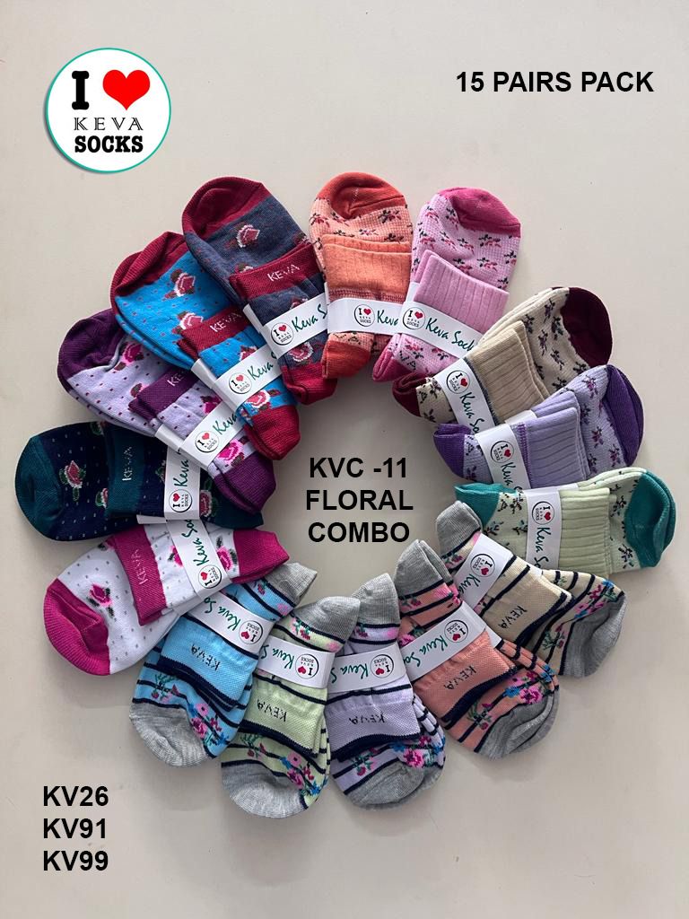 Keva Socks 15 Pairs Pack Women Floral Socks Combo – Keva Socks Online Store